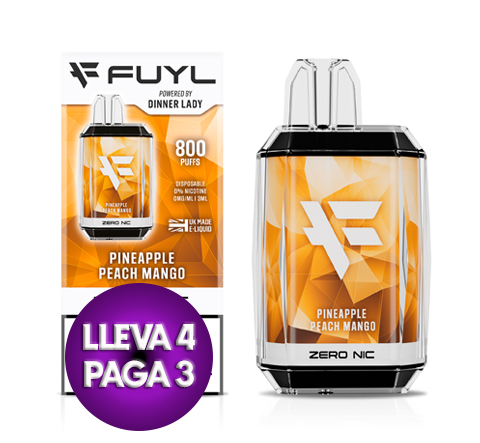 Vape Dinner Lady Fuyl Pineapple Peach Mango 0% NIC 800 PUFFS ...